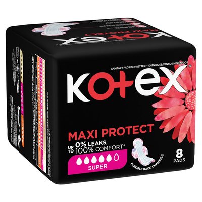 Kotex Maxi Protect Super Pads With Wings 8 Pack | PnP