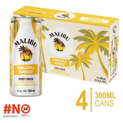 Malibu Pineapple Sunrise Spirit Cooler 4 x 300ml | PnP
