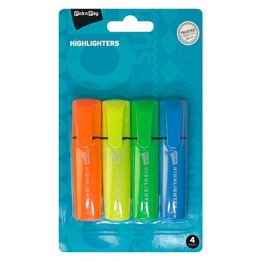 PnP Highlighters Flat Barrel 4 Pack | PnP