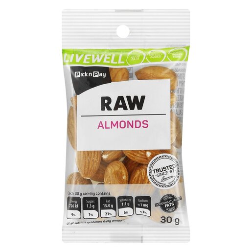 PnP Live Well Raw Almonds 30g | PnP