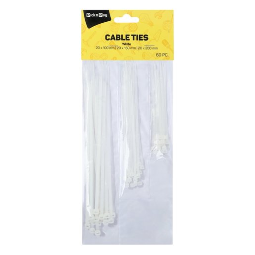 PnP White Assorted Cable Ties 60 Pack | Smart Price Specials | PnP Home