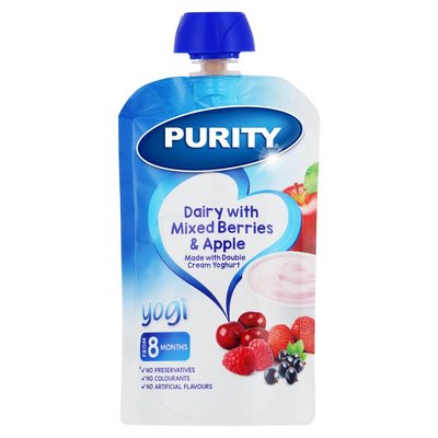 Purity Pouch Dairy with Mixed Berries & Apple 110ml from 6 Months | PnP