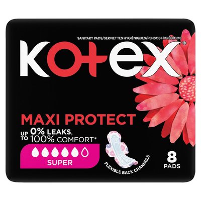 Kotex Maxi Protect Super Pads With Wings 8 Pack | PnP