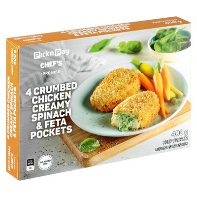 PnP Crumbed Chicken Creamy Spinach & Feta Pockets 400g | PnP