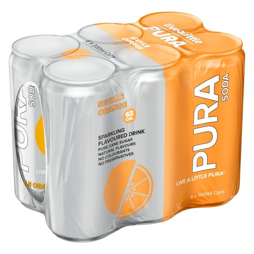 Pura Soda Seville Orange Flavoured Sparkling Drink 6 x 300ml | PnP
