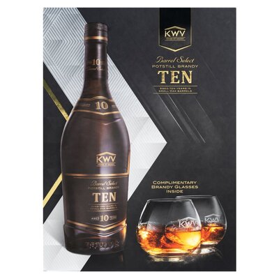 KWV 10 Year Old Bandy 750ml With Complimentary Glasses | PnP