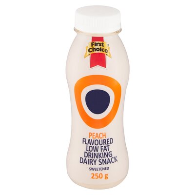 First Choice Low Fat Peach Flavoured Dairy Snack Drinking Yoghurt 250g ...