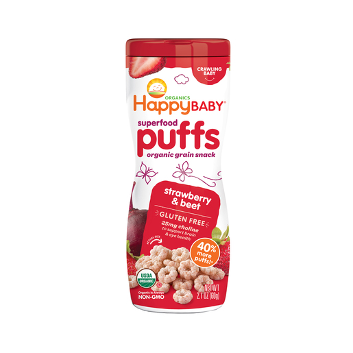 Happy Baby Superfood Puffs Organic Grain Snack Strawberry & Beetroot ...