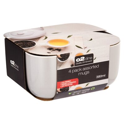 O2 Dine Assorted Paste Mugs 4 Pack 380ml | PnP