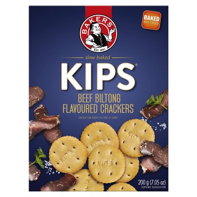 Bakers Kips Beef Biltong Flavoured Crackers 200g | Smart Price Specials ...
