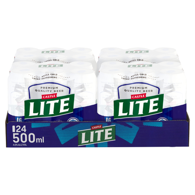 Castle Lite Premium Lager Beer 24 x 500ml | Smart Price Specials | PnP Home