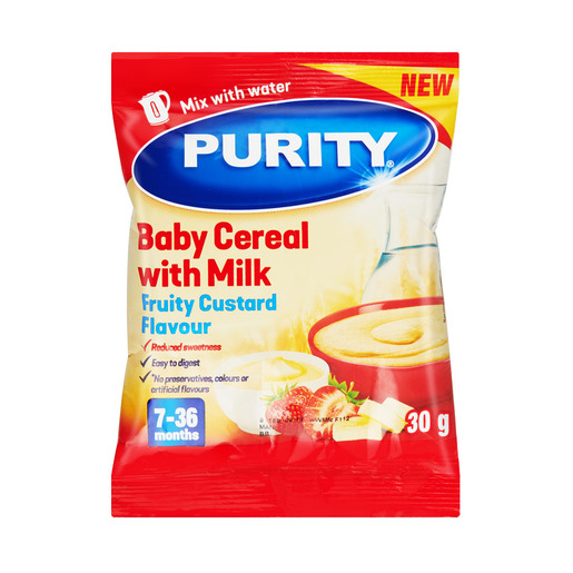 PURITY BABY CEREAL FRUITY CUSTARD 30GR | PnP