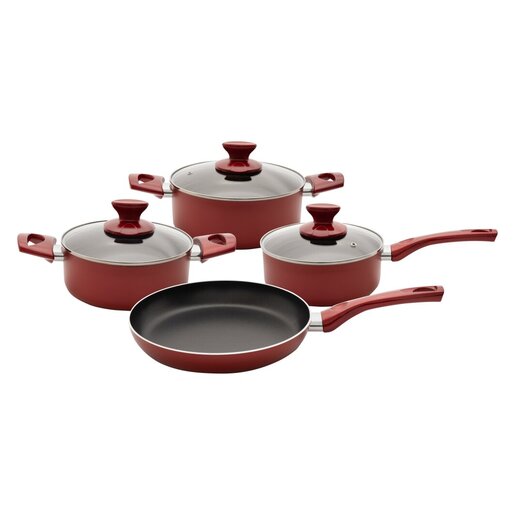 Global 7 Piece Non Stick Alumin Cookware Red | PnP