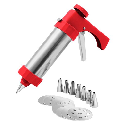 DAY Red Cookie Press & 8 Stainless Steel Shapes | PnP
