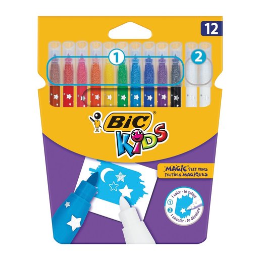 BIC Kids Colour Pen 12 Pack & Eraser Wallet | PnP