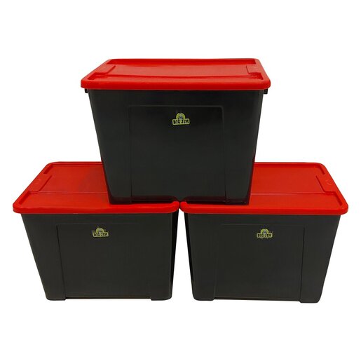Big Jim 3 Piece 20Lt Storage Box BLack With Red Lid | PnP
