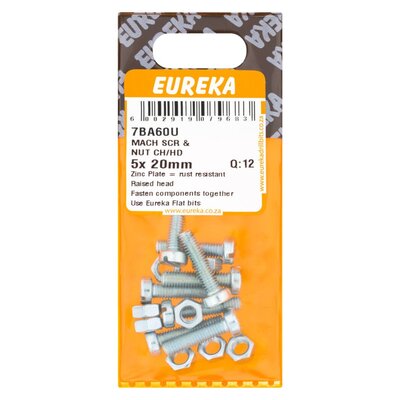 Eureka Machine Screw & Nut Cheesehead 5 x 20mm 15 Pack | Smart Price ...