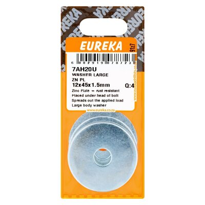 Eureka Large Washer Zinc Plated 12x45x1.5mm 4 Pack | PnP