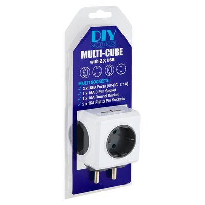 DIY Adaptor Cube 2 x USB Grey | PnP