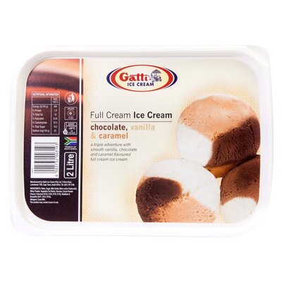 Gatti Full Cream Chocolate, Vanilla Caramel Ice Cream 2L | PnP