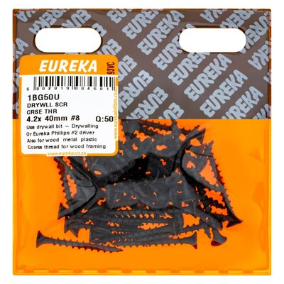 Eureka Drywall Screw Coarse Thread 4.2 x 40mm No.8 50 Pack | PnP