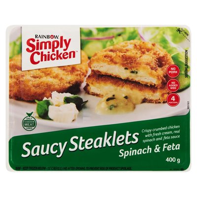 Simply Chicken Spinach & Feta Saucy Chicken Steaklets 400g | PnP