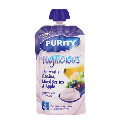Purity Pouch Dairy with Banana, Mixed Berries & Apple 110ml from 6 ...