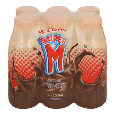 Clover Super M Medium Fat Chocolate Milk 6 x 300ml | PnP