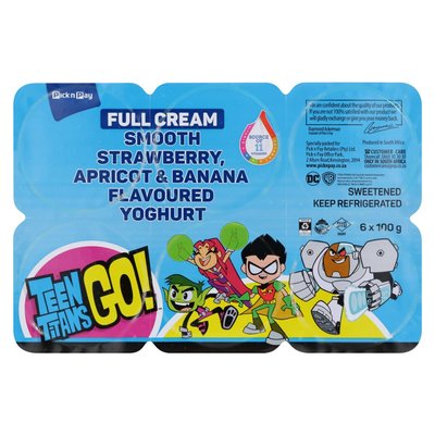 PnP Full Cream Teen Titans Apricot Yoghurt 6 x 100g | Smart Price ...