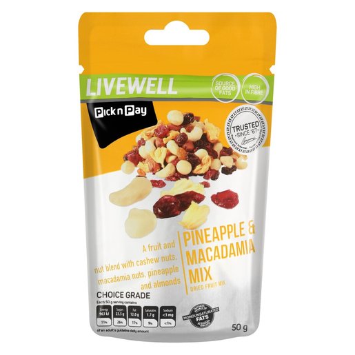 PnP Live Well Pineapple & Macadamia Mix Snack 50g | PnP