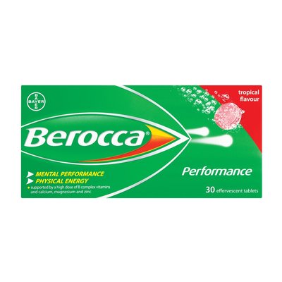 Berocca Performance Tropical Flavour 30 Effervescent Tablets | Smart ...