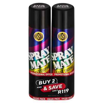 Spraymate Satin Black Spray 2 Pack 250ml | PnP