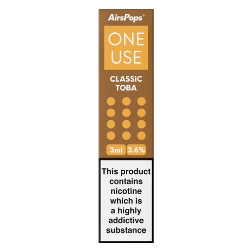 AirsPops One Use Classic Toba 5% Nicotine Salt Disposable Vape 3ml | PnP
