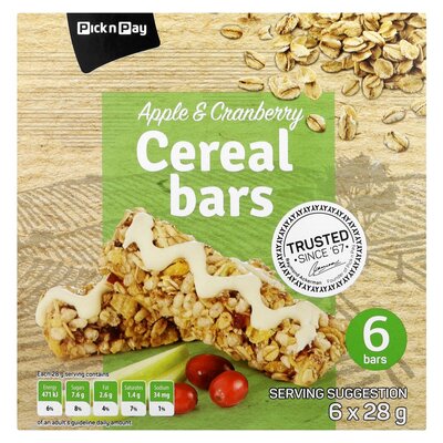 PnP Apple & Cranberry Cereal Bars 6ea | PnP