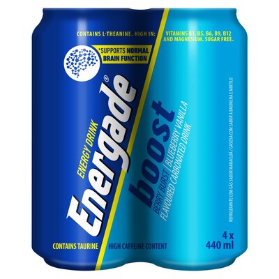 Energade Boost Blueberry Burst Sugar Free Energy Drink 4 x 440ml | PnP