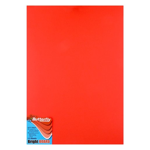 Butterfly A2 Bright Board Red 5 Sheets | PnP