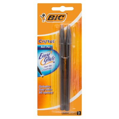 BIC Cristal Easy Glide Point Black Ballpoint Pens 2 Pack | PnP