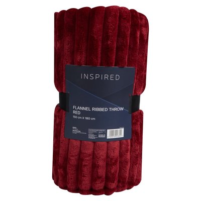 Inspired Red Fannel Ribbed Throw 150 x 180cm | PnP