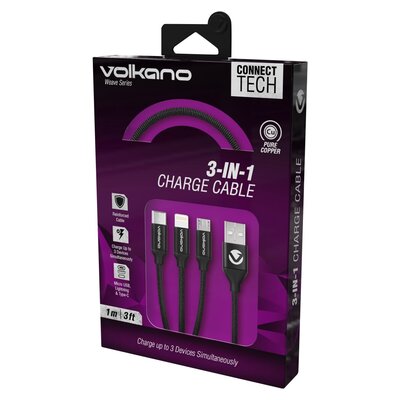Volkano Weave Series 3 in 1 Charger Cable | PnP