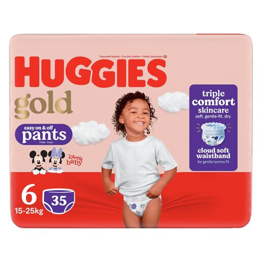 Huggies Gold Pants Size 6, Cloud Soft Waistband Value Pack 35 Nappies | PnP