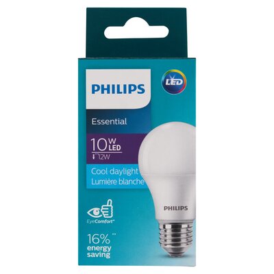 Philips 10w Edison Screw Led A60 Cool White Globe | PnP
