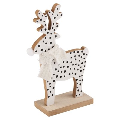 Santa's Village Wooden Black White Reindeer 17cm(H) | PnP