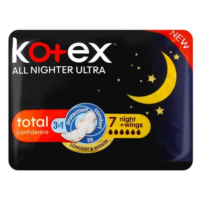 Kotex All Nighter Ultra Thin Pads With Wings 7 Pack | PnP