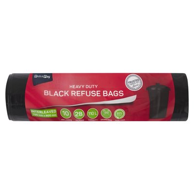 PnP Heavy Duty Black Refuse Bags 750mm x 900mm 10 Pack | PnP