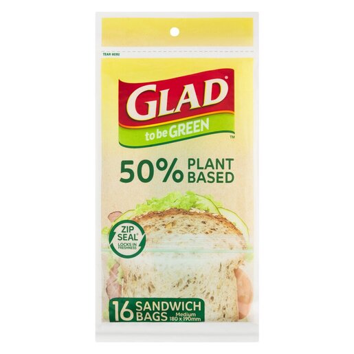 GLAD T/B GRN 50% P/B ZIP S/WICH BAG 16EA | PnP
