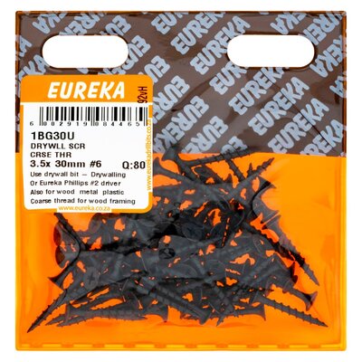 Eureka Drywall Screw Coarse Thread 3.5x30mm No.6 80 Pack | PnP