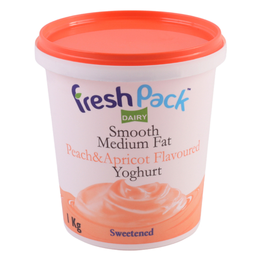 Fresh Pack Smooth Medium Fat Peach & Apricot Flavoured Yoghurt 1kg | PnP