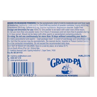 Grand-pa Headache Powder Regular Stick Pack 38 Pack | PnP