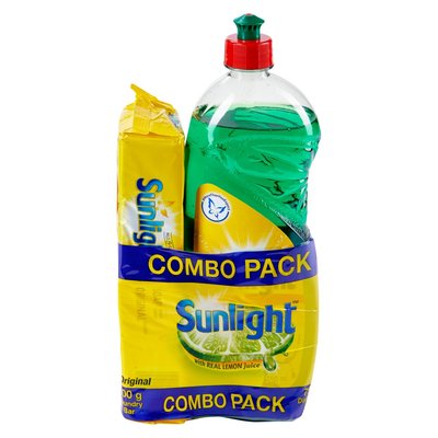 Sunlight Dishwashing Liquid & Laundry Bar Value Pack Regular 750ml+500g ...