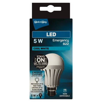 PnP 5w Bayonet Cap LED Cool White Emergency Rechargeable Light Bulb | PnP